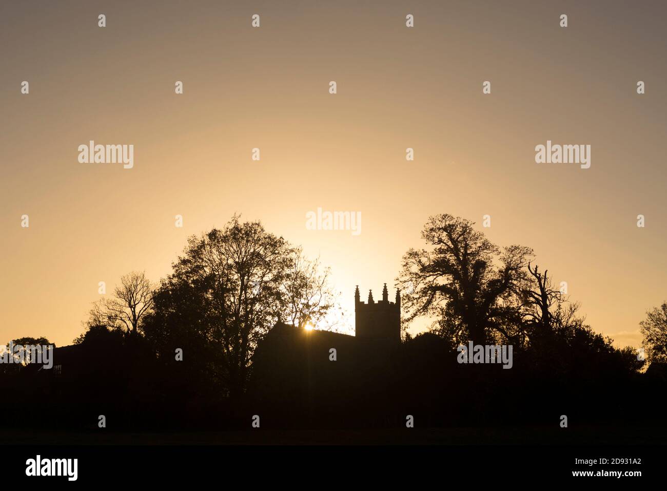 St Michael`s Church at sunset, Budbrooke, Warwickshire, England, UK ...
