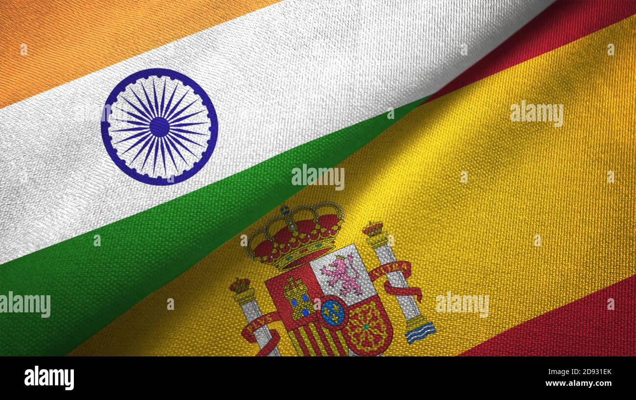 India and Spain two flags textile cloth, fabric texture Stock Photo - Alamy