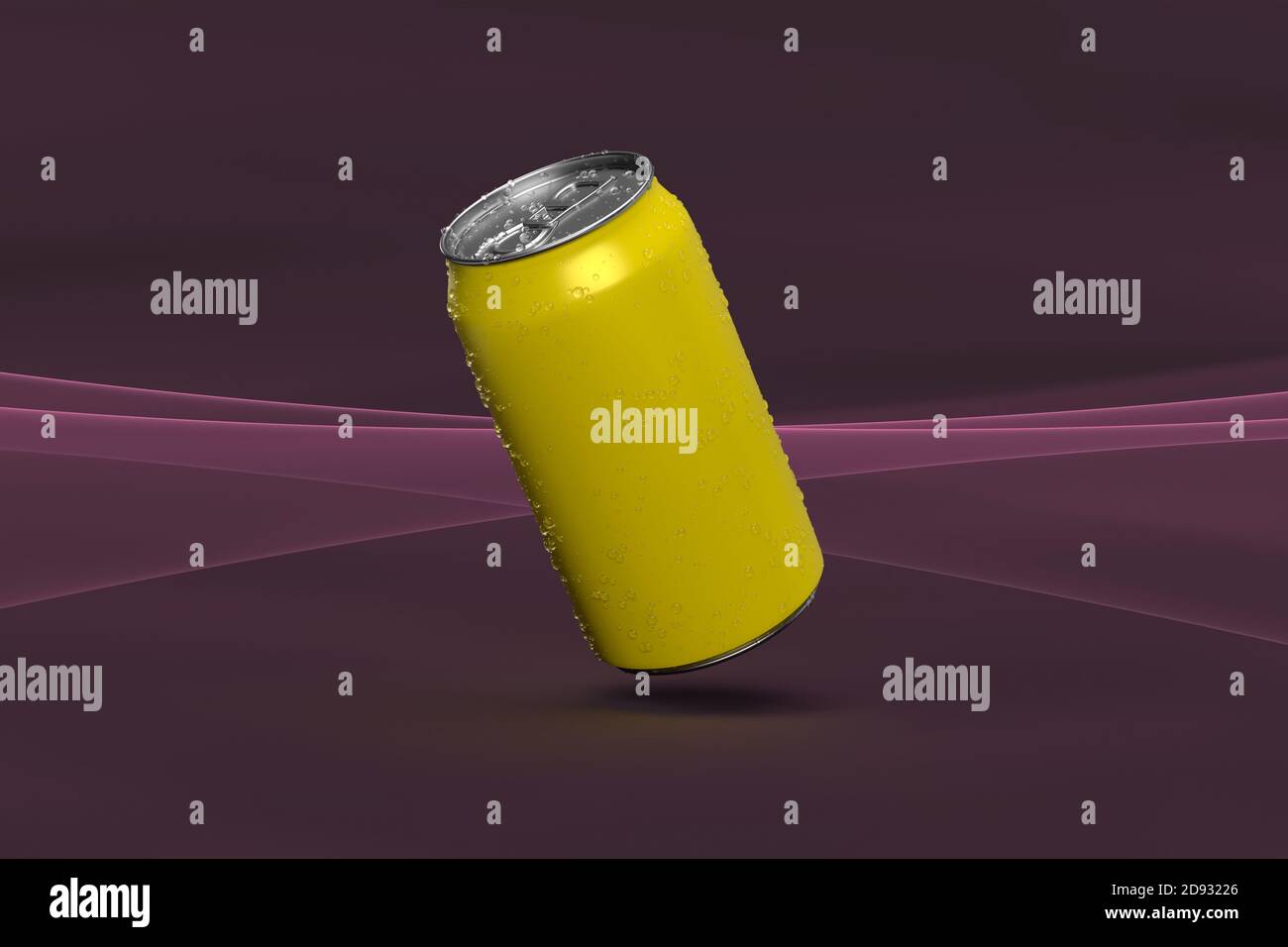 Yellow drink can mockup on purple abstract background - copy space - 3D ...