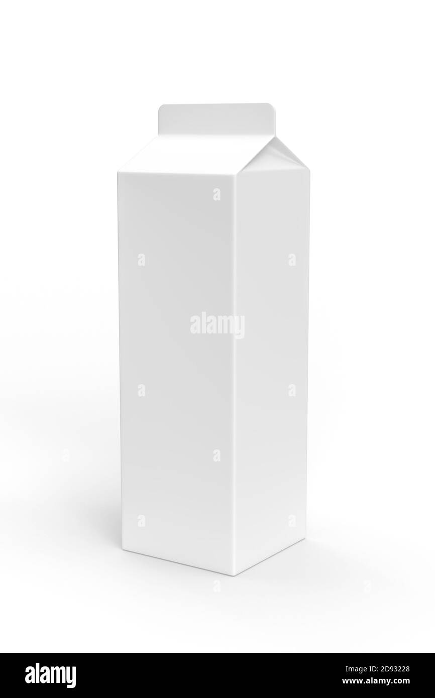 Milk or juice packages made of clean carton paper isolated on white ...