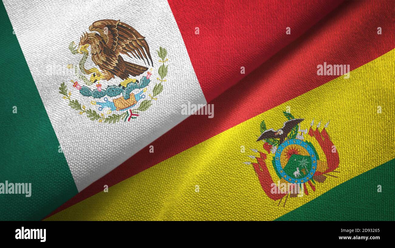 Mexico and Bolivia two flags textile cloth, fabric texture Stock Photo ...