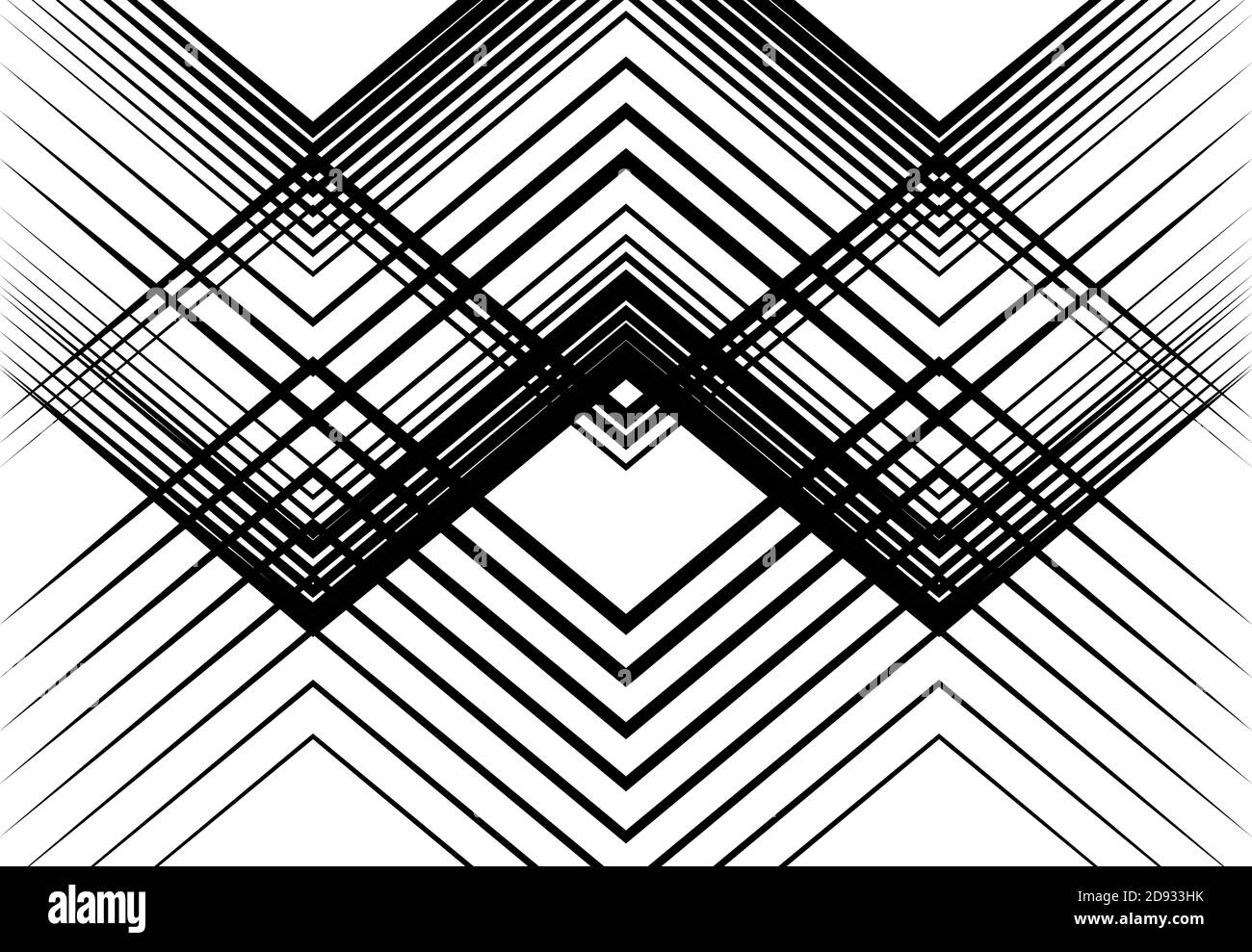Corrugated, wavy, zig-zag, criss-cross lines abstract geometric black ...