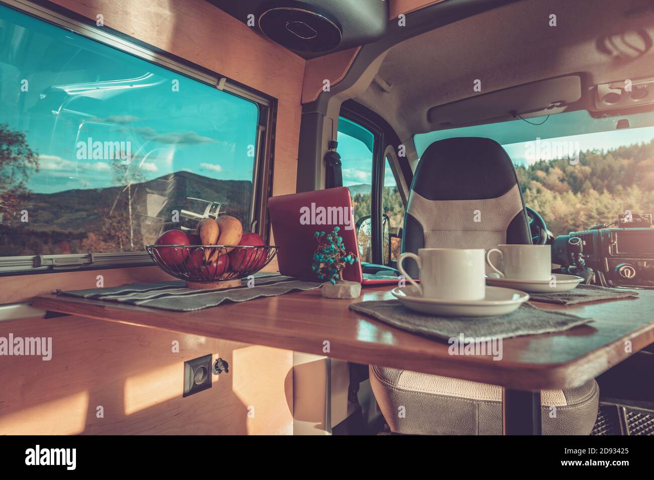 Camping Time Inside Comfortable Motorhome Interior. Stylish Self Made ...