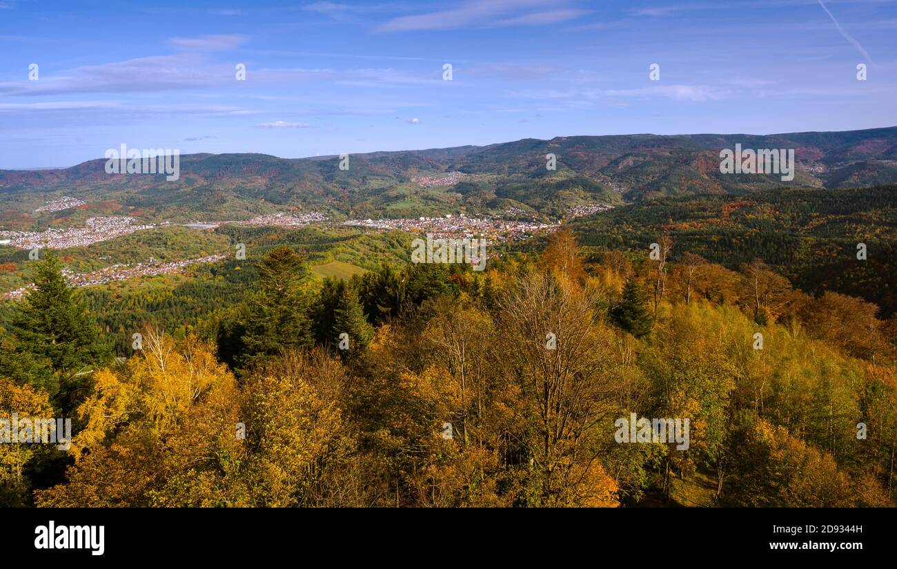 View from the Merkur mountain to the Murg Valley near Baden Baden ...
