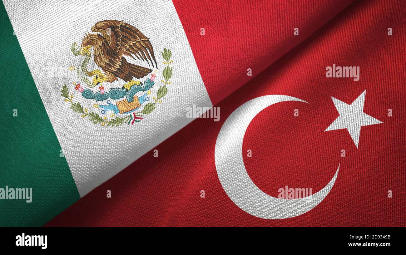 Mexico and Turkey two flags textile cloth, fabric texture Stock Photo ...