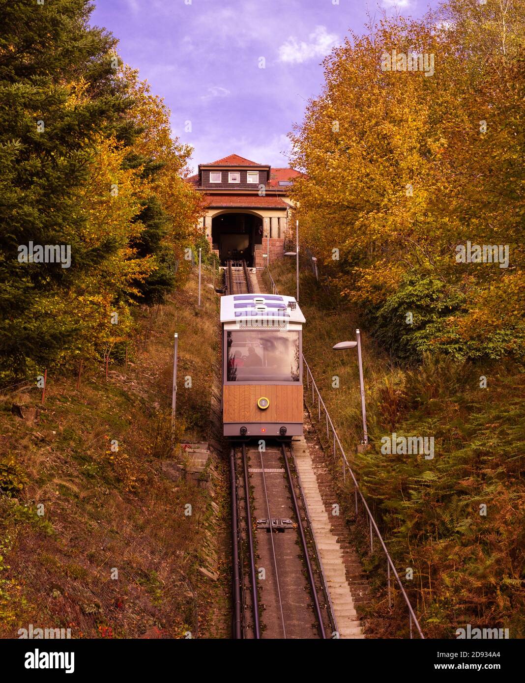 The Merkur cable railway near Baden Baden, Baden Wuerttemberg, Germany ...