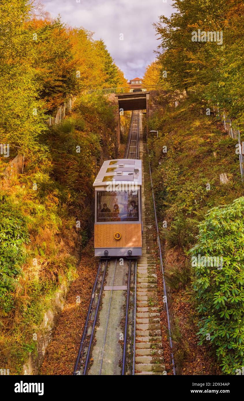 The Merkur cable railway near Baden Baden, Baden Wuerttemberg, Germany ...