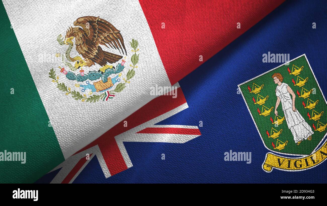 Mexico and Virgin Islands British two flags textile cloth, fabric ...