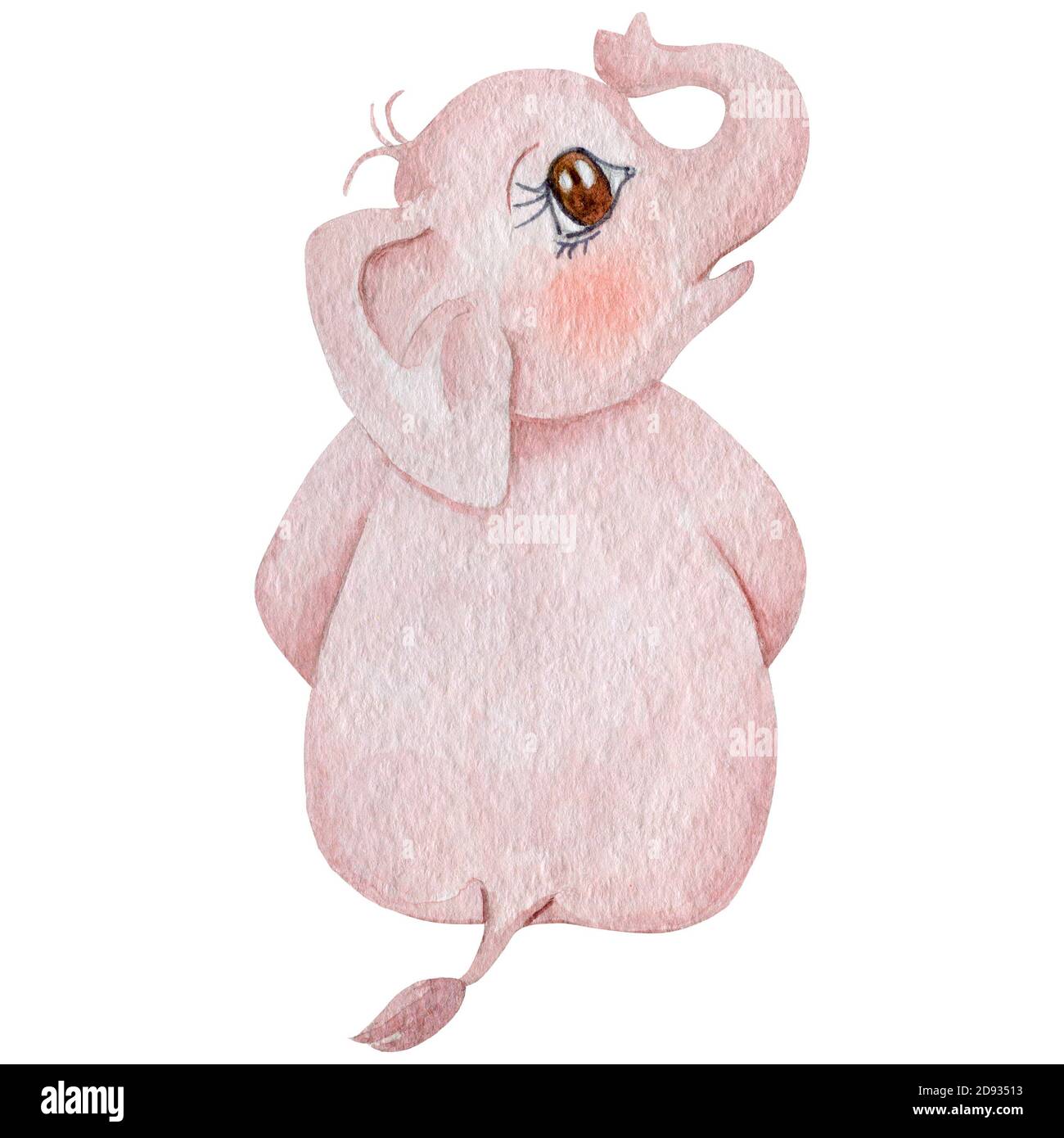 Hand painted pink elephant isolated on white background Stock Photo - Alamy
