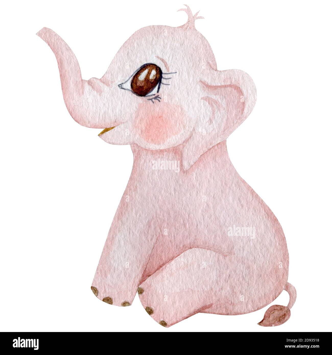 Hand painted pink elephant isolated on white background Stock Photo - Alamy