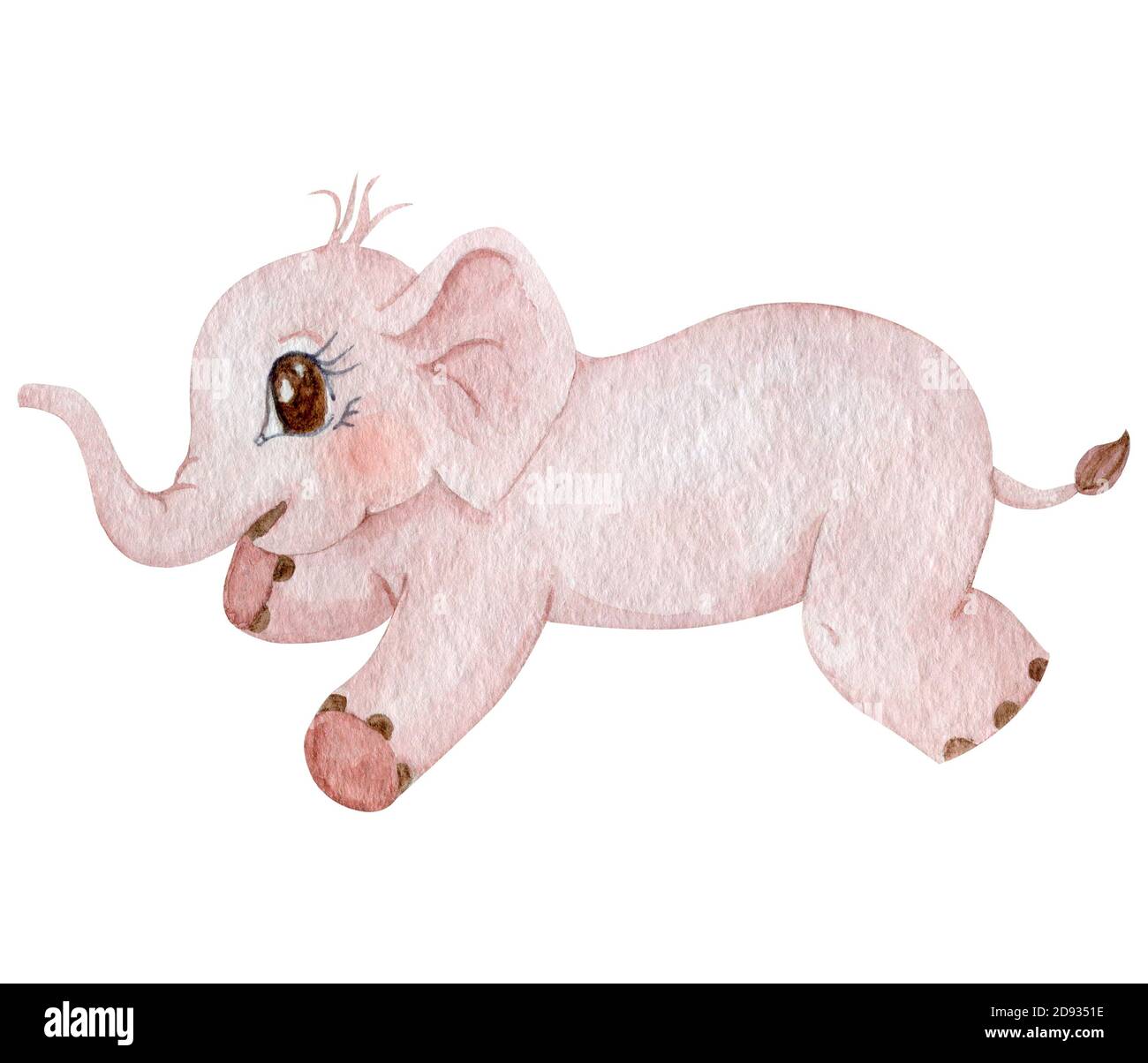 Hand painted pink elephant isolated on white background Stock Photo - Alamy