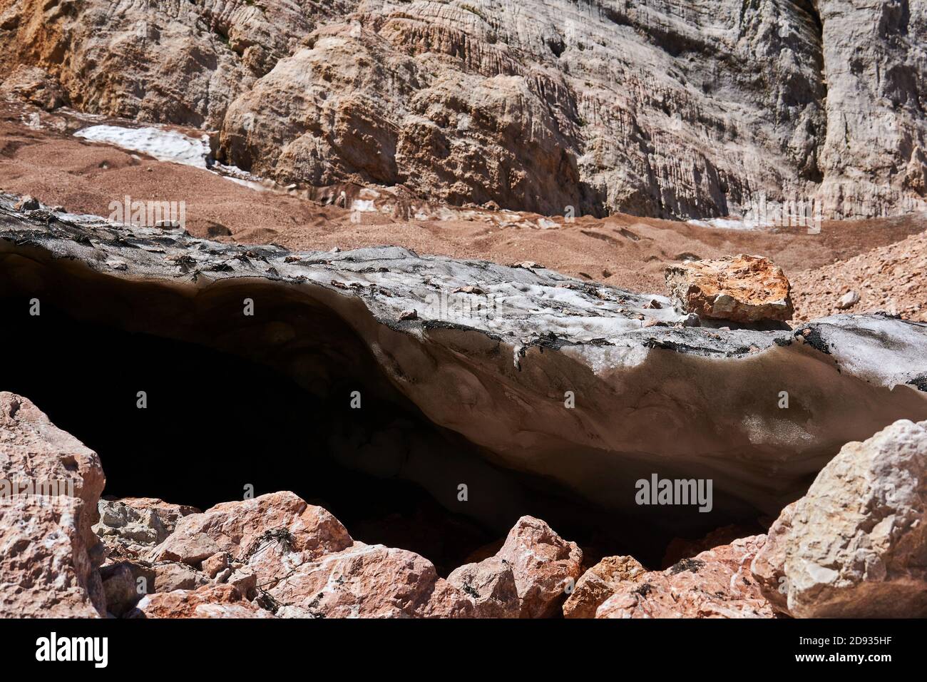 glacial cave formed under a retreating glacier in the Caucasus Stock ...