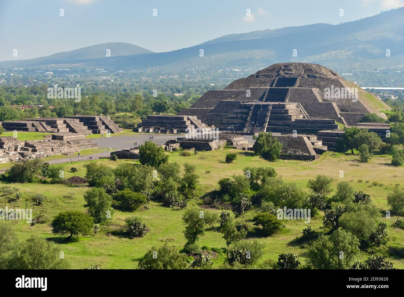 The Pyramid of the Moon seen from the Pyramid of the Sun at Teotihuacan ...