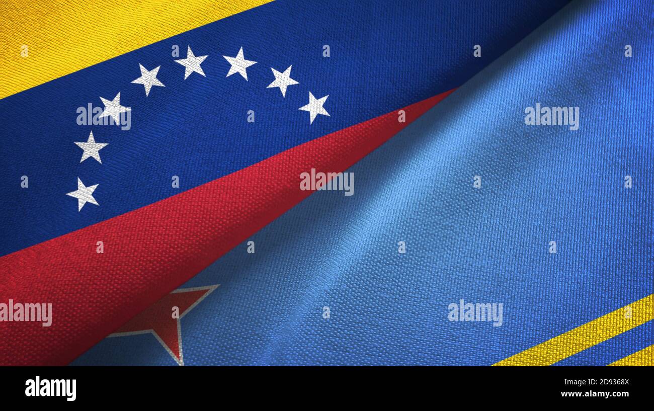 Venezuela and Aruba two flags textile cloth, fabric texture Stock Photo ...