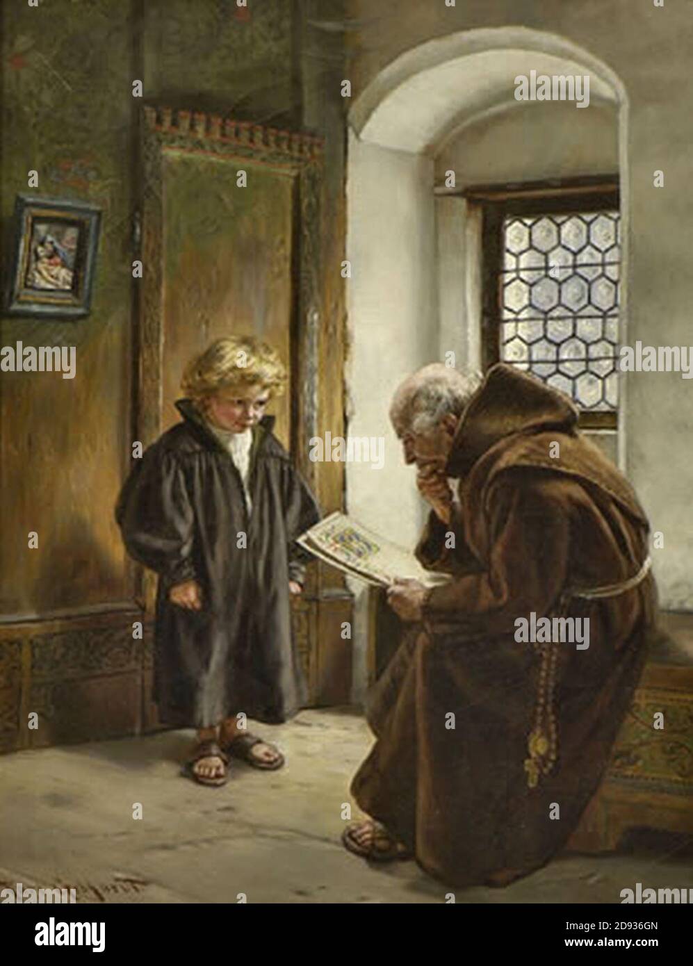 Karl Gebhardt - Mönch mit Schüler an der Fensternische Stock Photo - Alamy