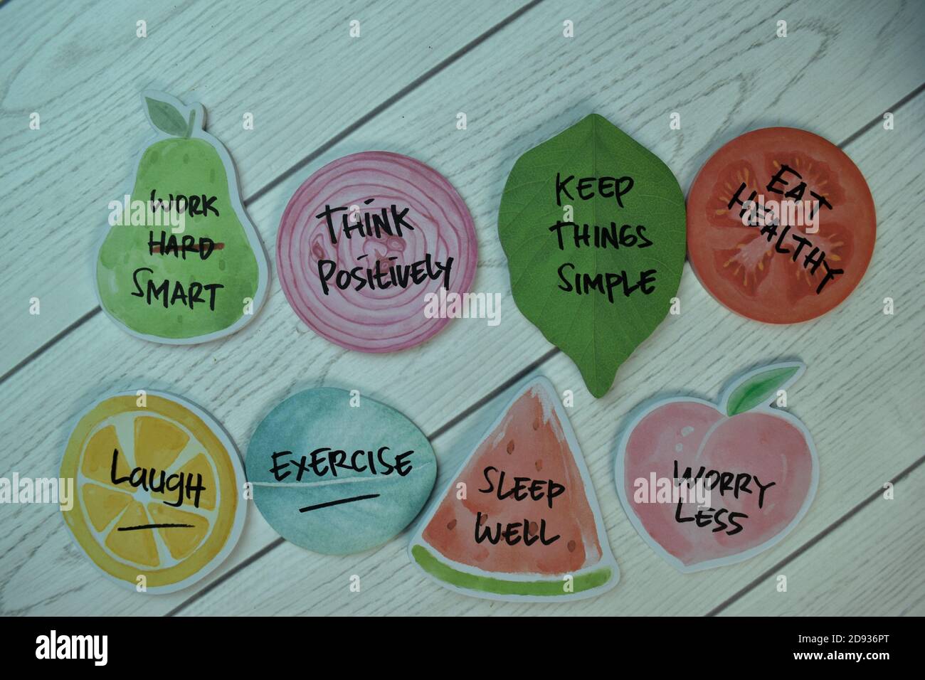 Healthy Lifestyle Concept and keywords write on sticky notes isolated ...