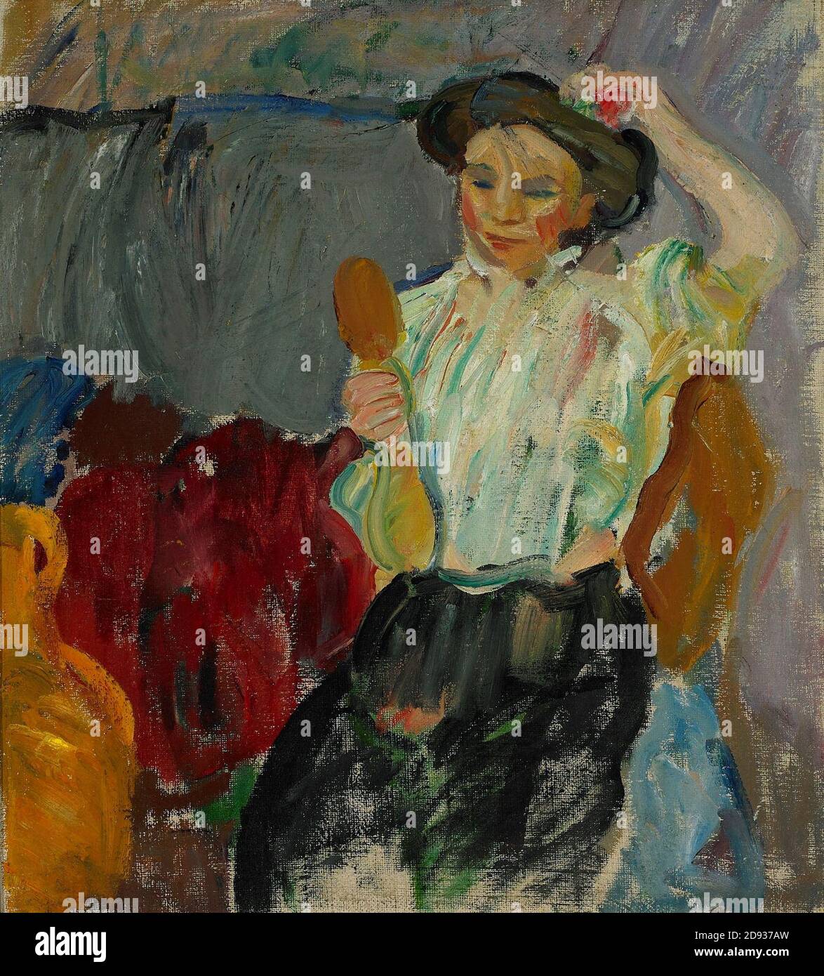 Karl Isakson, Dame med håndspejl, 1910-11 Stock Photo - Alamy