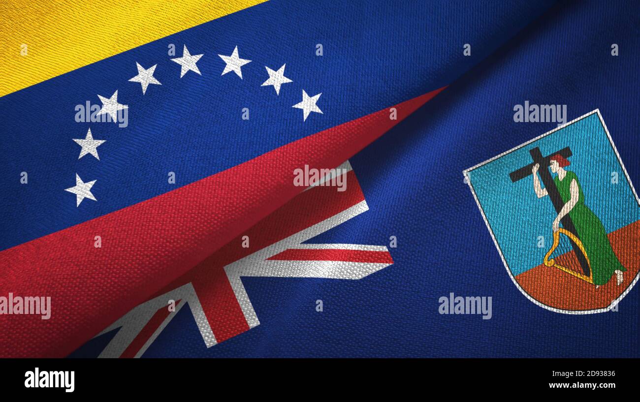 Venezuela and Montserrat two flags textile cloth, fabric texture Stock ...