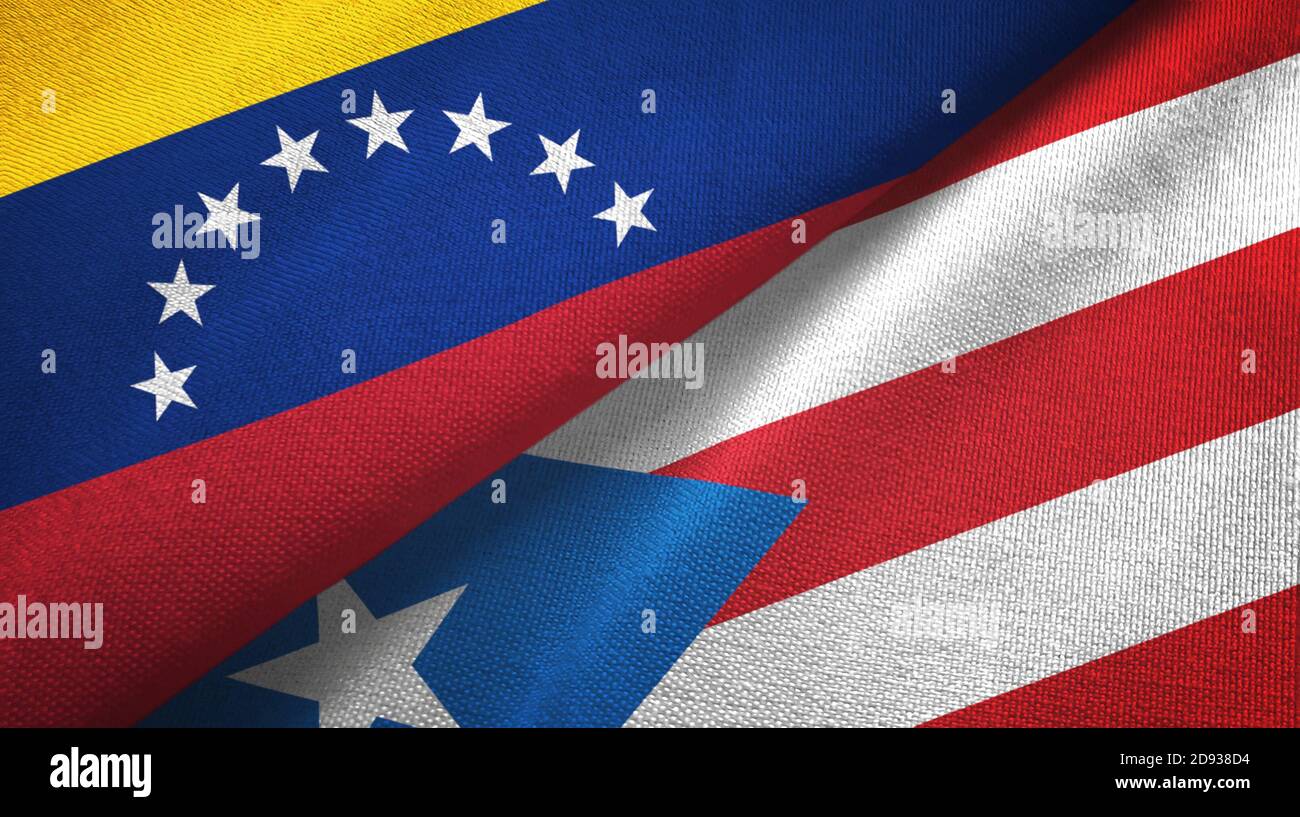 Venezuela and Puerto Rico two flags textile cloth, fabric texture Stock ...