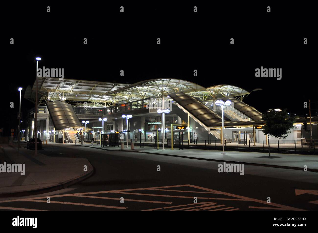 Millbrae transport interchange at night - station for BART and Caltrain ...