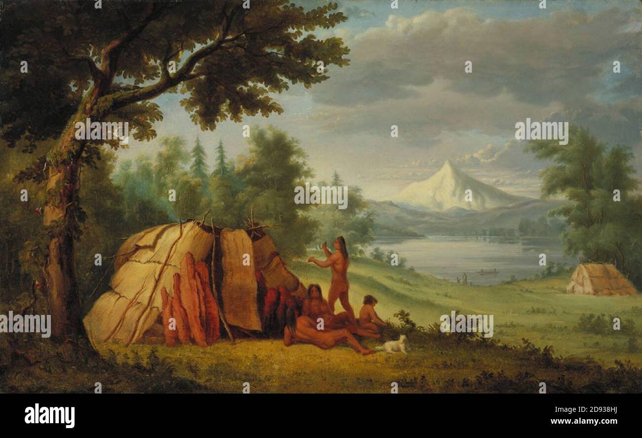 Paul Kane - Chinook Indians in Front of Mount Hood Stock Photo - Alamy