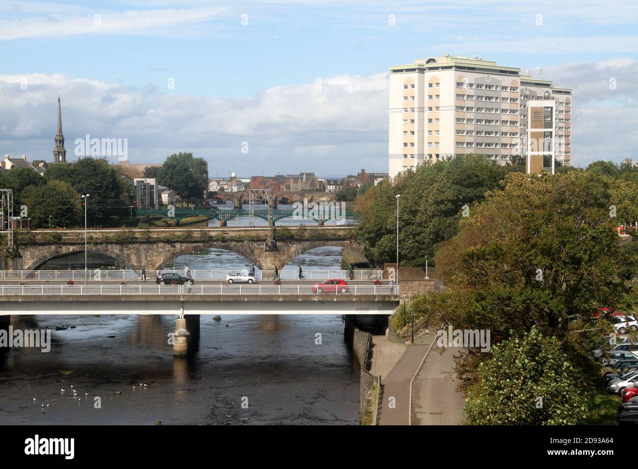 Ayr, Ayrshire, Scotland, View from Ayr College looking down the River ...