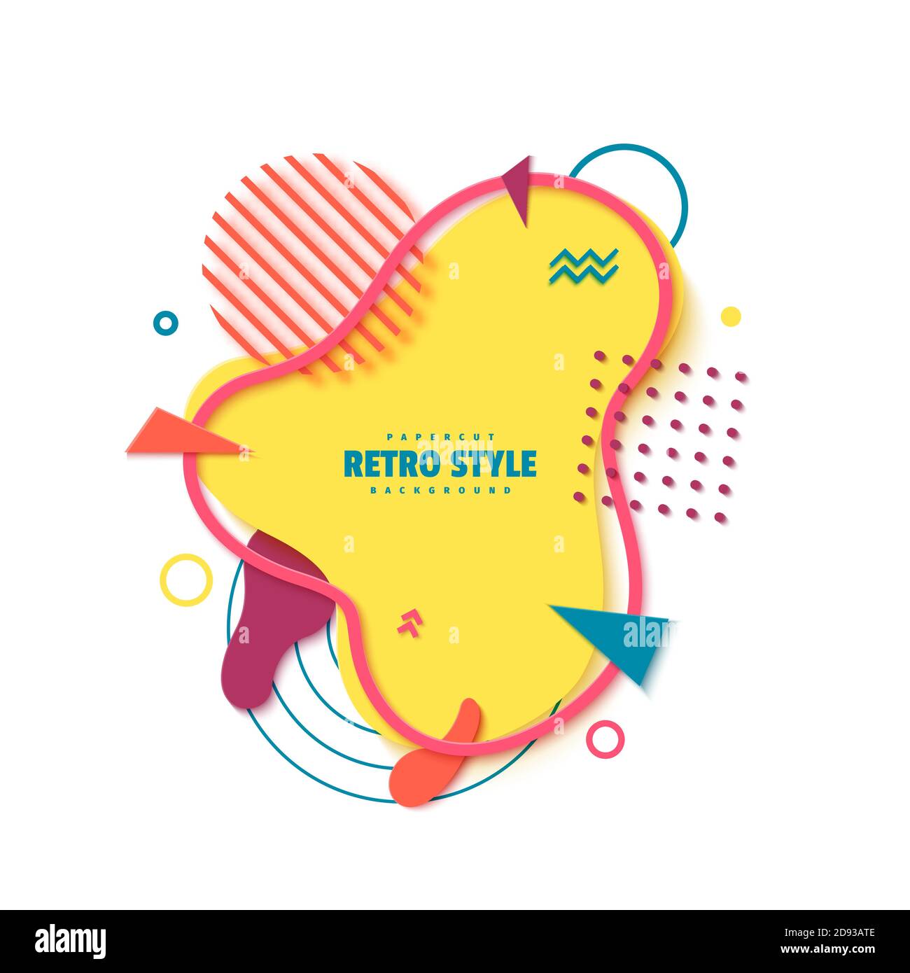 Pattern of liquid geometric shapes in cut paper style. Creative flyer ...