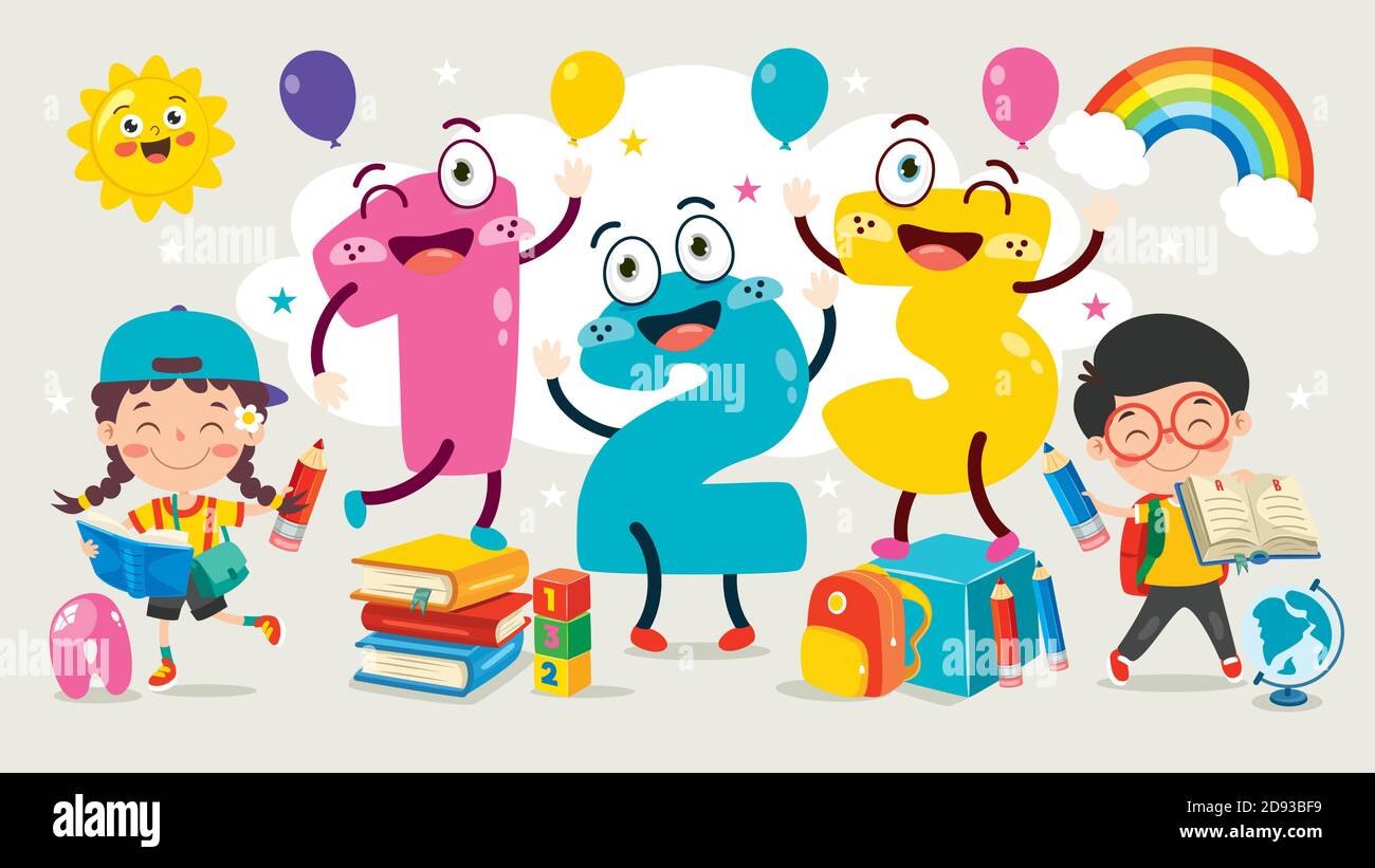 Concept Of Multi Colored Cartoon Numbers Stock Vector Image & Art - Alamy