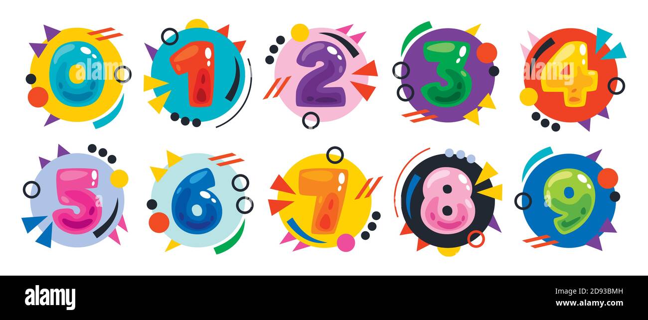 Concept Of Multi Colored Cartoon Numbers Stock Vector Image & Art - Alamy