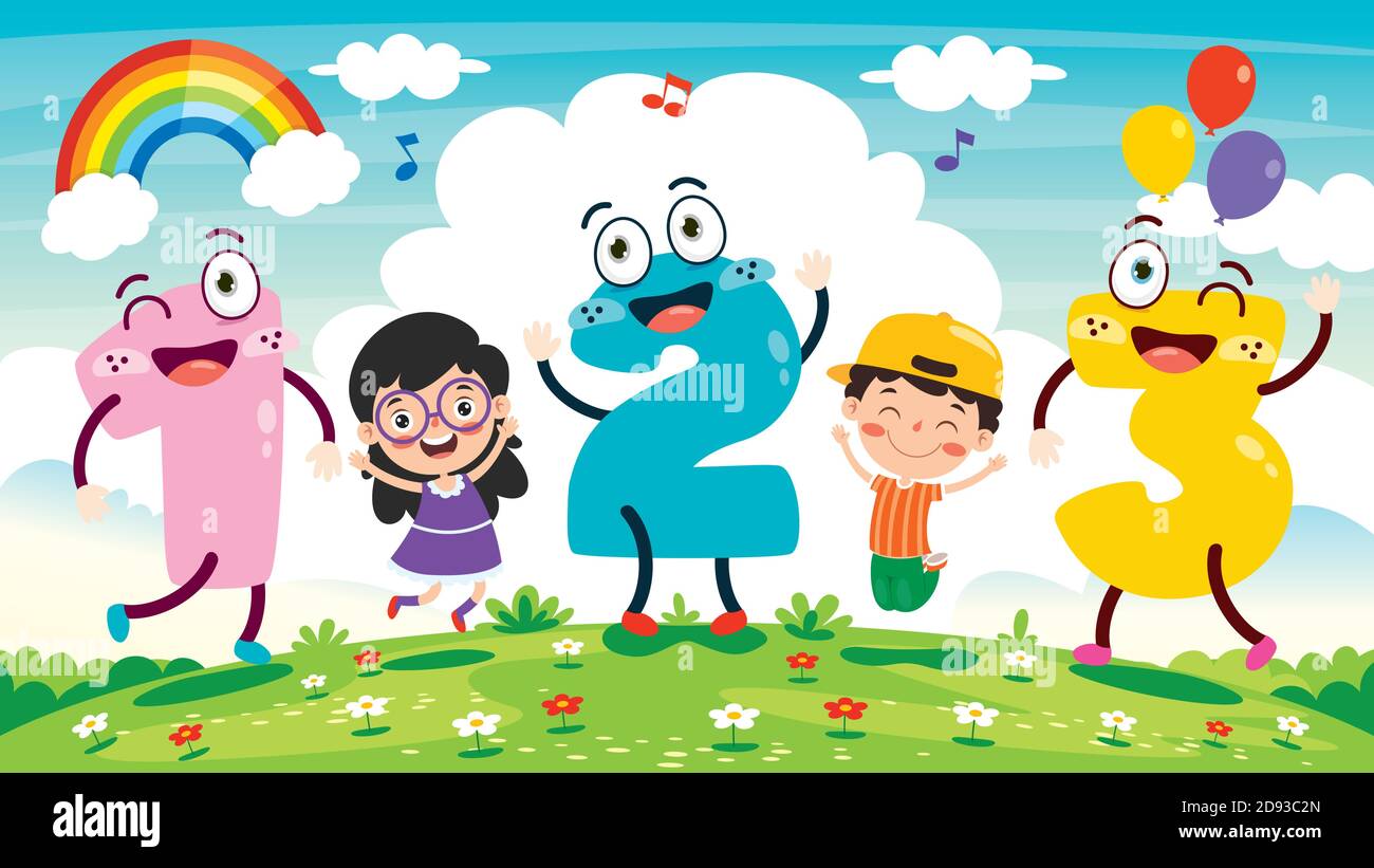 Concept Of Multi Colored Cartoon Numbers Stock Vector Image & Art - Alamy