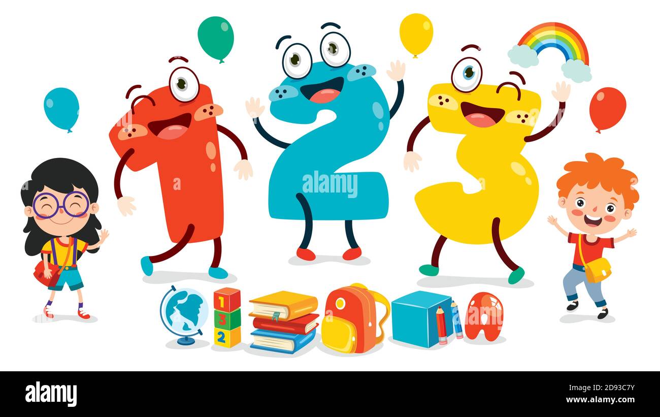 Concept Of Multi Colored Cartoon Numbers Stock Vector Image & Art - Alamy
