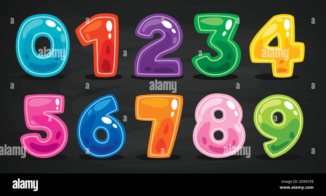 Concept Of Multi Colored Cartoon Numbers Stock Vector Image & Art - Alamy