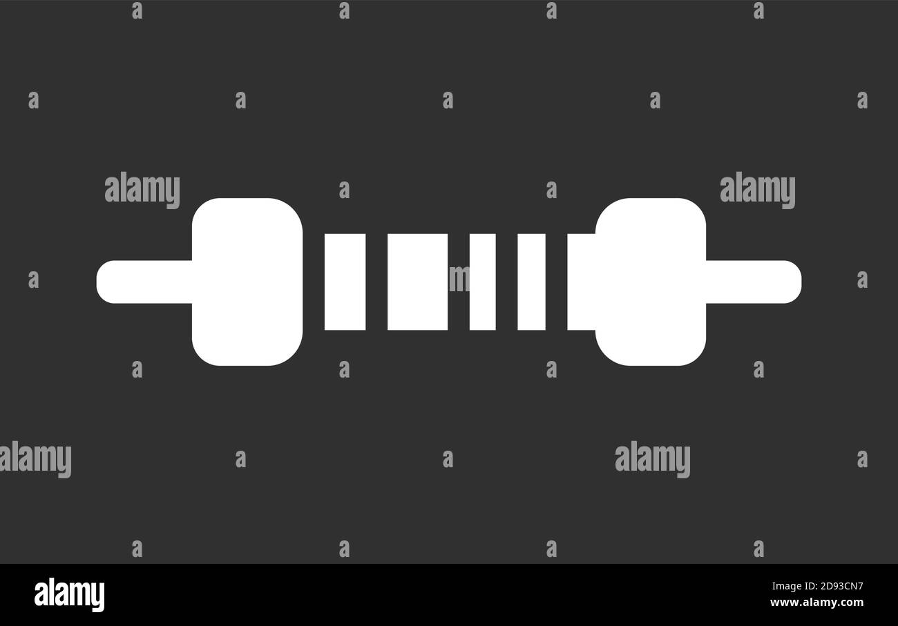 Electrical resistor symbol isolated vector on black blackground. Thru ...