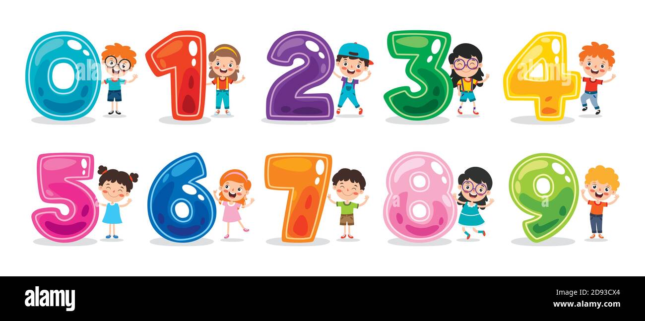 Concept Of Multi Colored Cartoon Numbers Stock Vector Image & Art - Alamy
