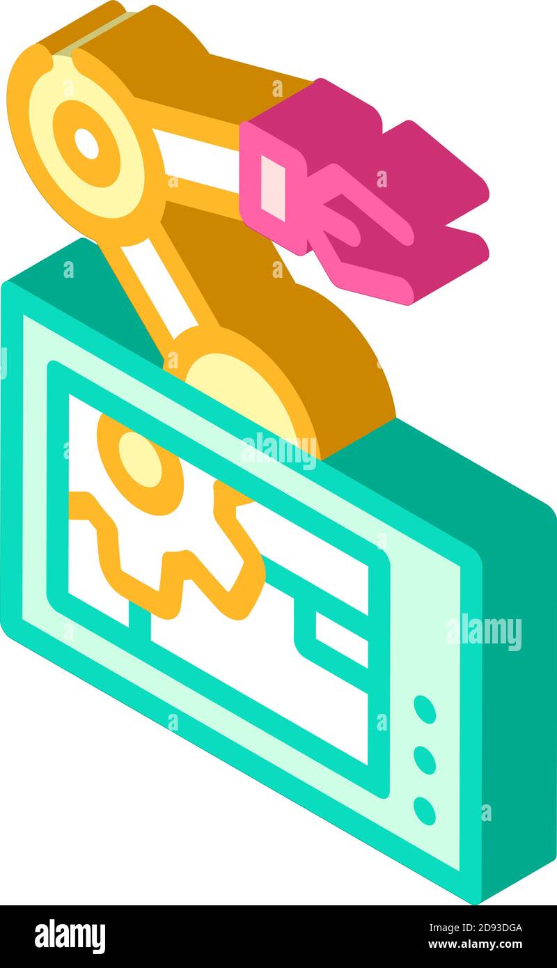 robotic arm mechanism isometric icon vector illustration Stock Vector ...