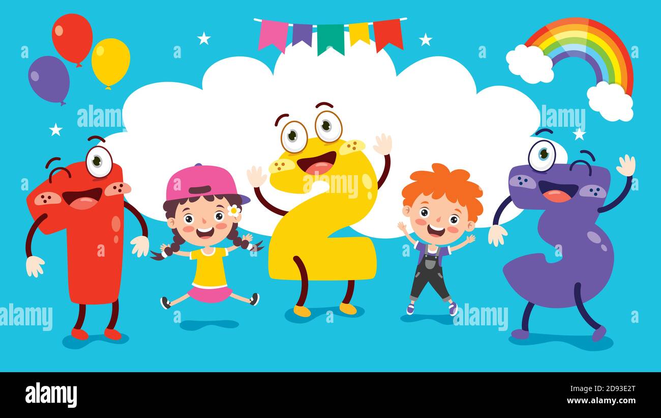 Concept Of Multi Colored Cartoon Numbers Stock Vector Image & Art - Alamy