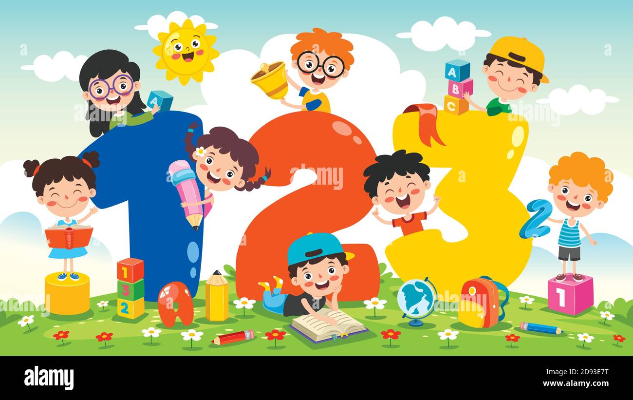 Concept Of Multi Colored Cartoon Numbers Stock Vector Image & Art - Alamy