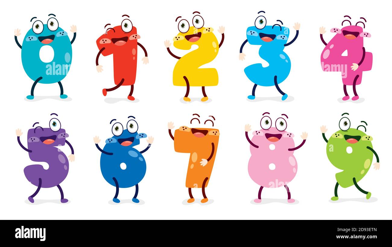Concept Of Multi Colored Cartoon Numbers Stock Vector Image & Art - Alamy