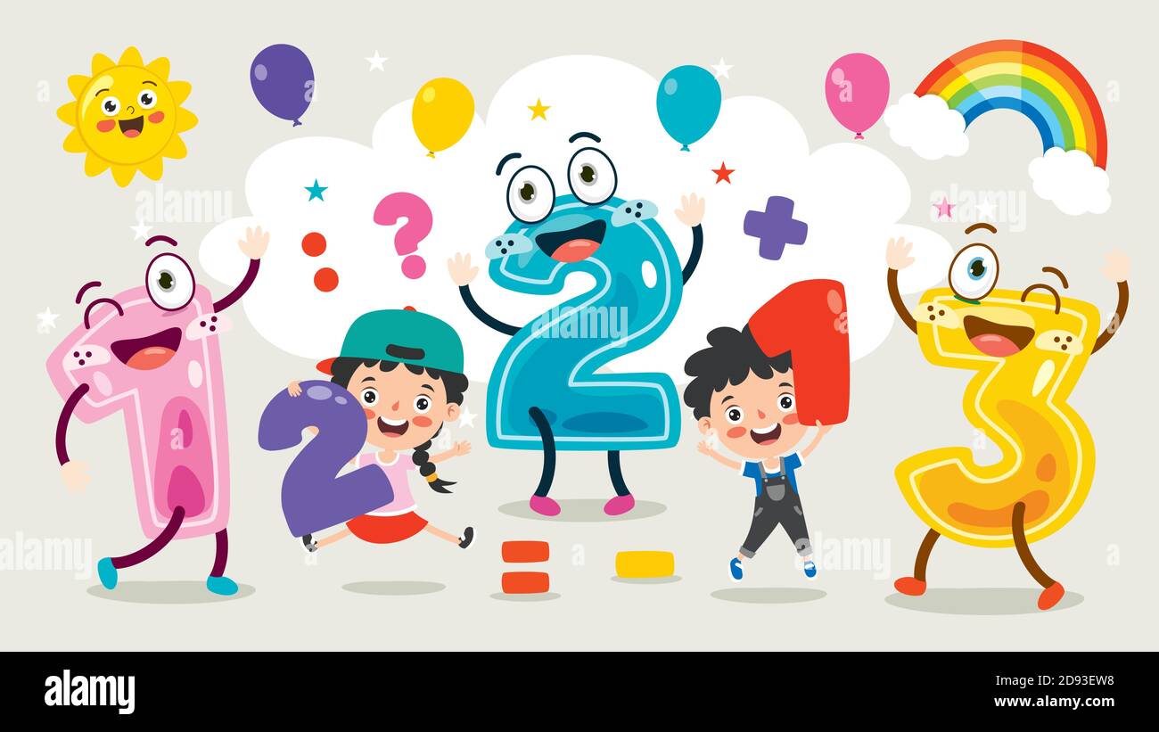 Concept Of Multi Colored Cartoon Numbers Stock Vector Image & Art - Alamy