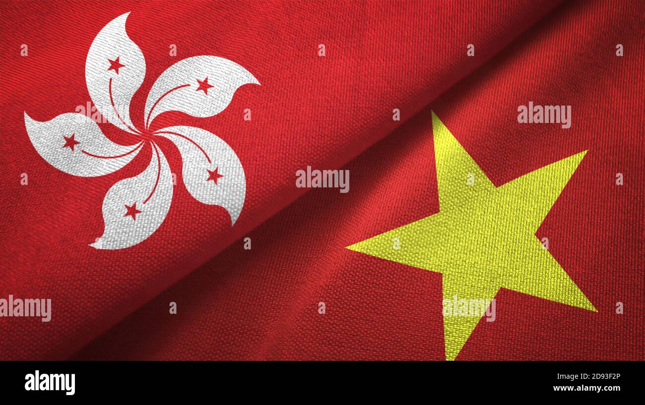 Hong Kong and Vietnam two flags textile cloth, fabric texture Stock ...