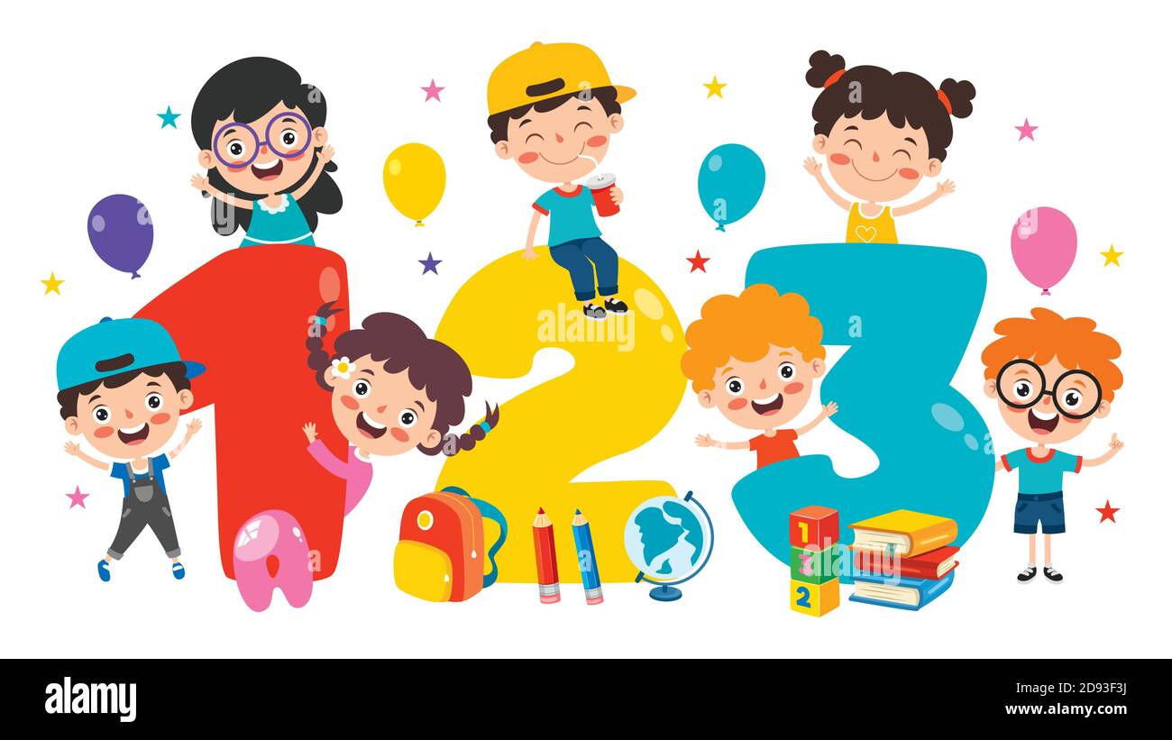 Concept Of Multi Colored Cartoon Numbers Stock Vector Image & Art - Alamy