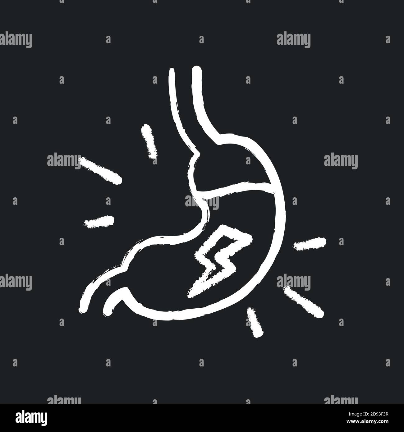 Indigestion chalk white icon on black background Stock Vector Image ...