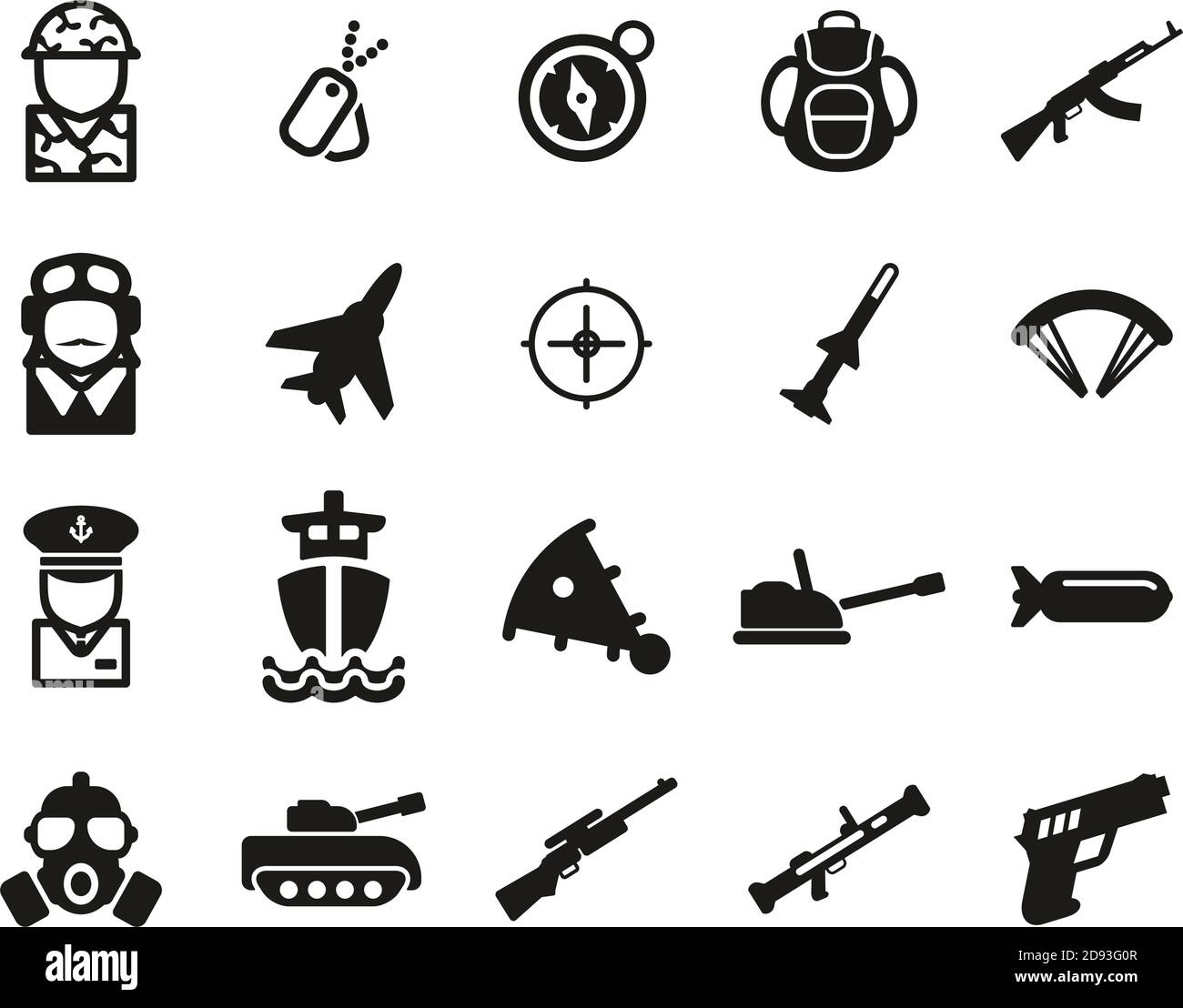 Military Or Army Icons Black & White Set Big Stock Vector Image & Art ...