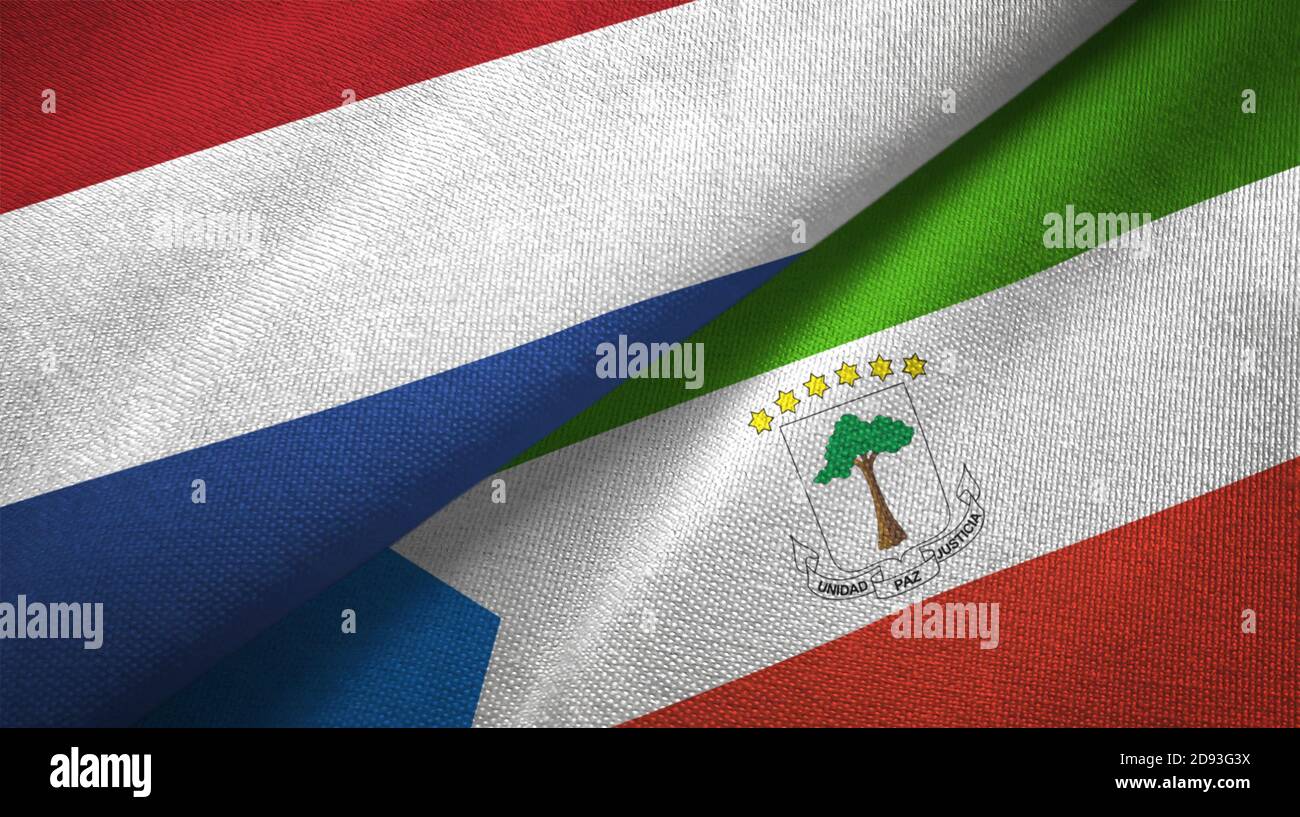 Netherlands and Equatorial Guinea two flags textile cloth, fabric ...