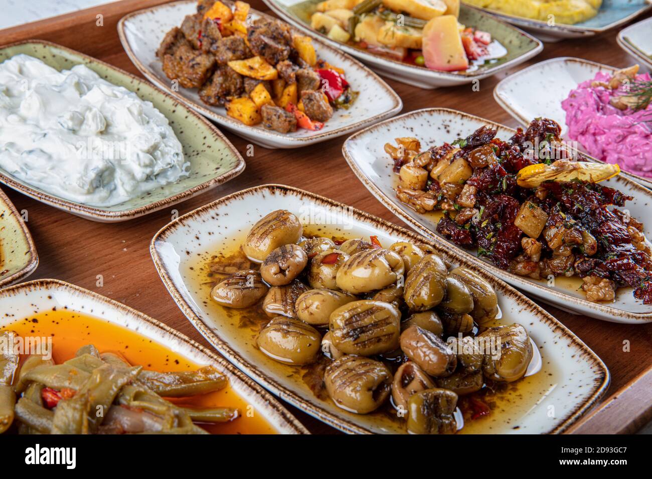 Turkish Cuisine Cold Appetizers (appetizers with olive oil). Turkish ...