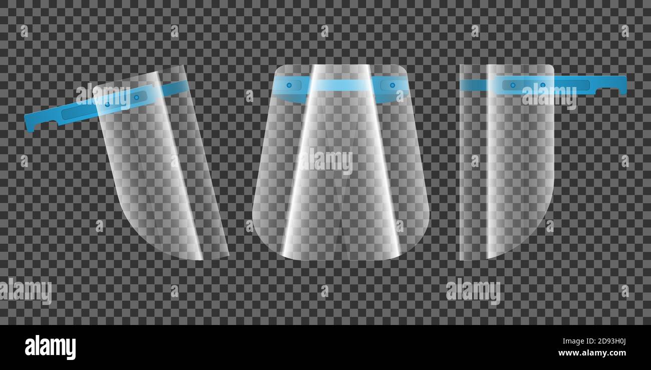 Realistic face shield isolated on transparent background, vector ...