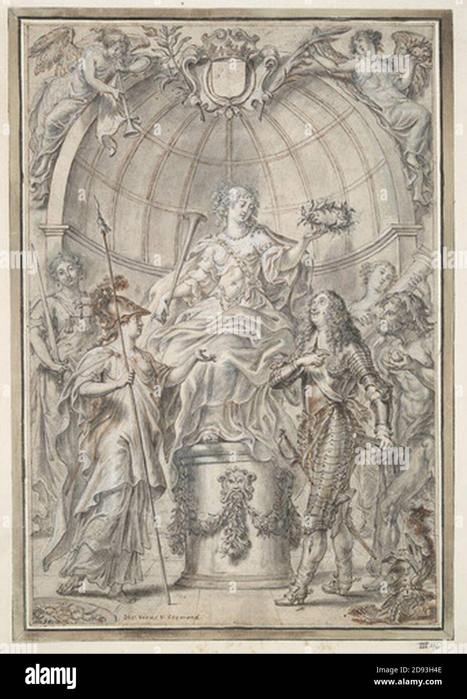 Justus van Egmont - Fama crowns a victorious general (Design for a ...