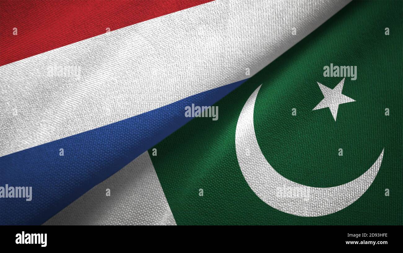 Netherlands and Pakistan two flags textile cloth, fabric texture Stock ...