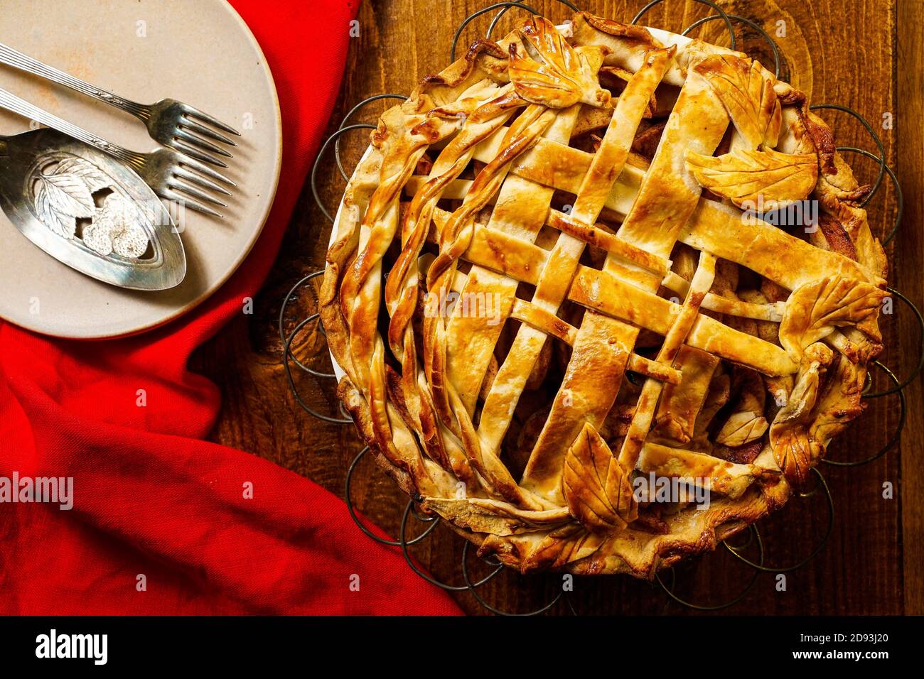Apple Pie with Lattice Crust Stock Photo - Alamy