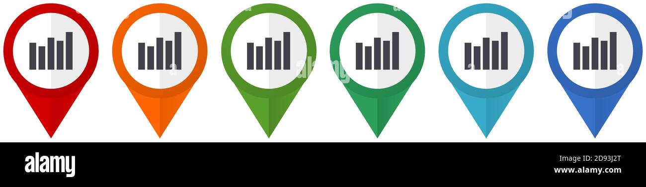 Graph, diagram vector pointers, set of colorful flat design icons ...